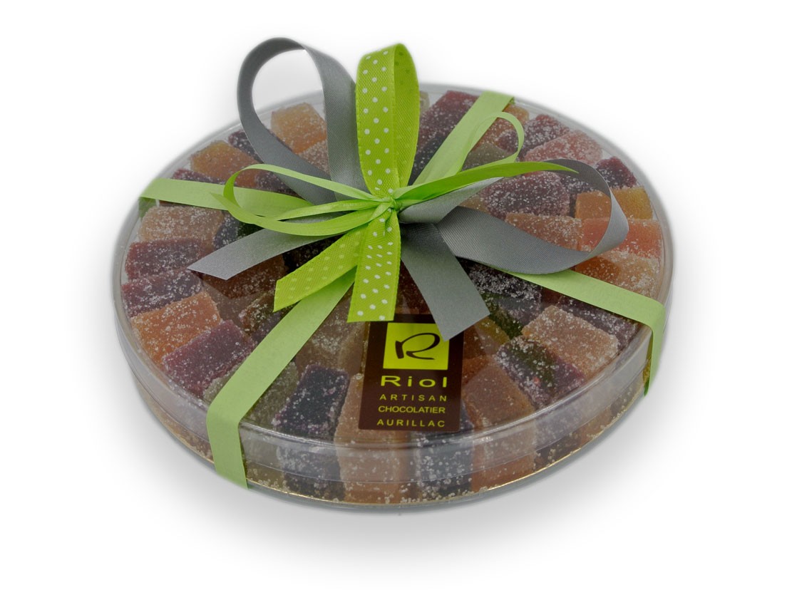 Boite de 400g de pâtes de fruits de la Confiserie Riol à Aurillac ...