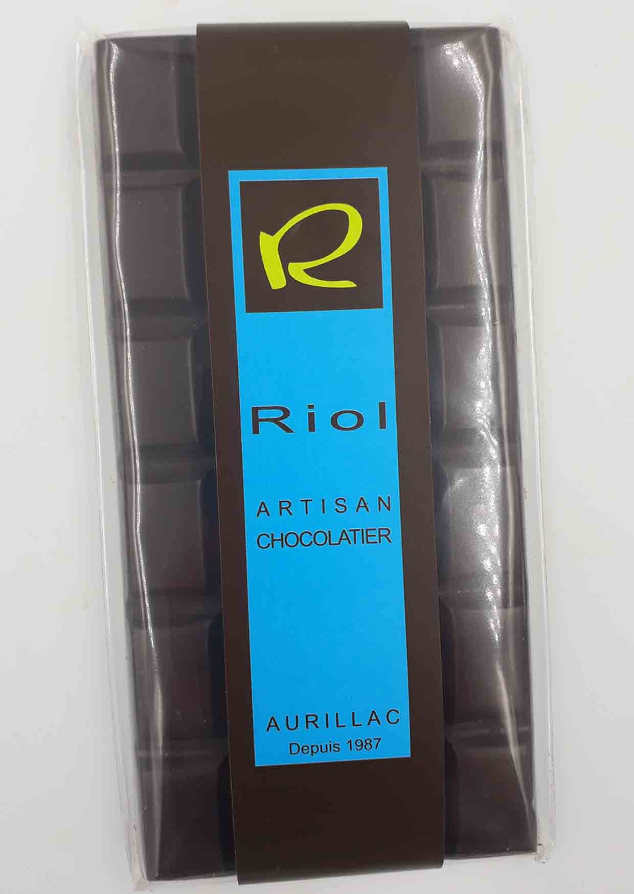 Tablette de chocolat 100% cacao - 100 g de la Confiserie Riol à ...