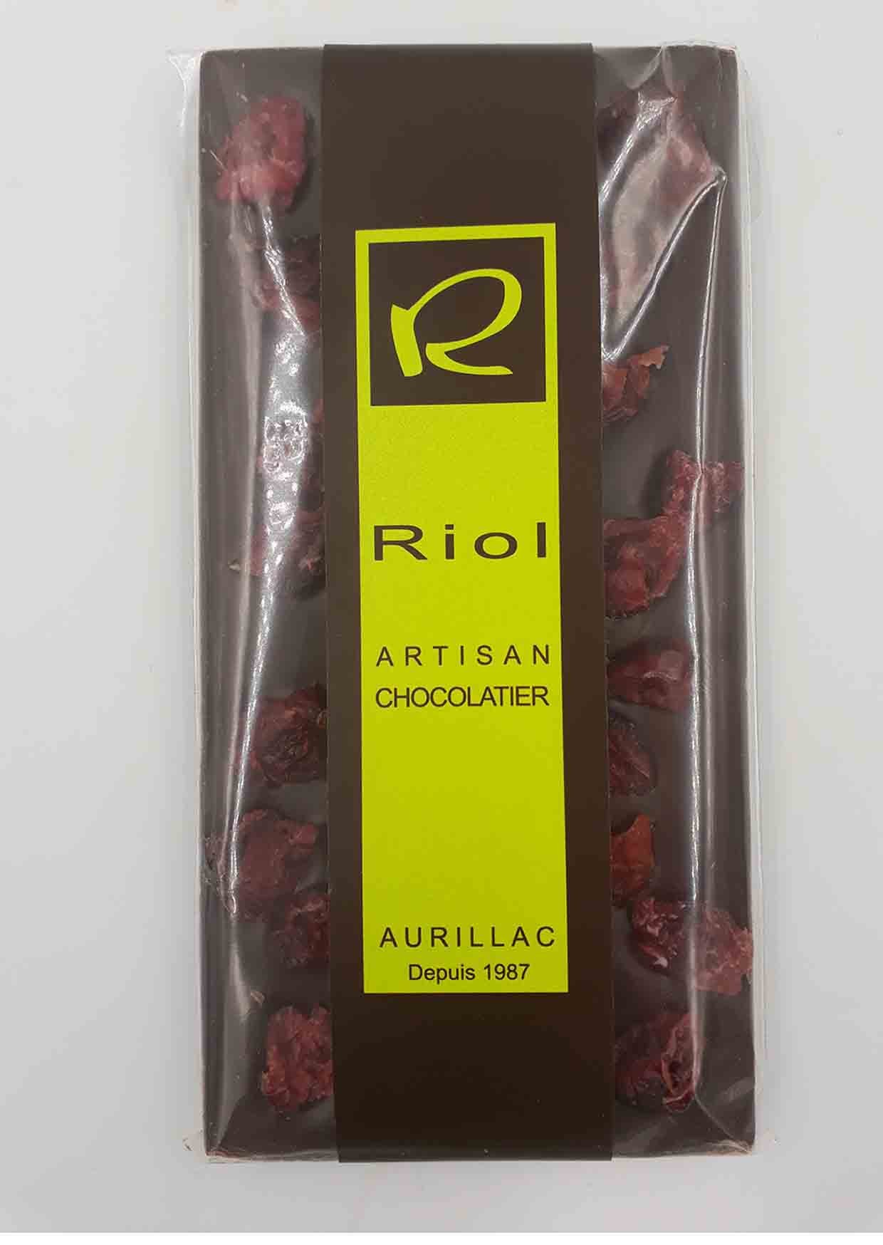 Tablette de chocolat noir 61% de cacao min + cranberries - 100 g de la ...