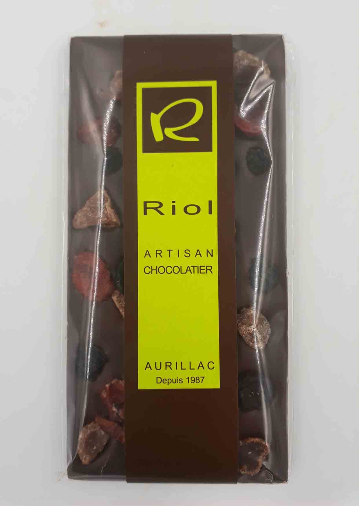 Tablette de chocolat noir 61% de cacao min + fruits rouges - 100 g de ...