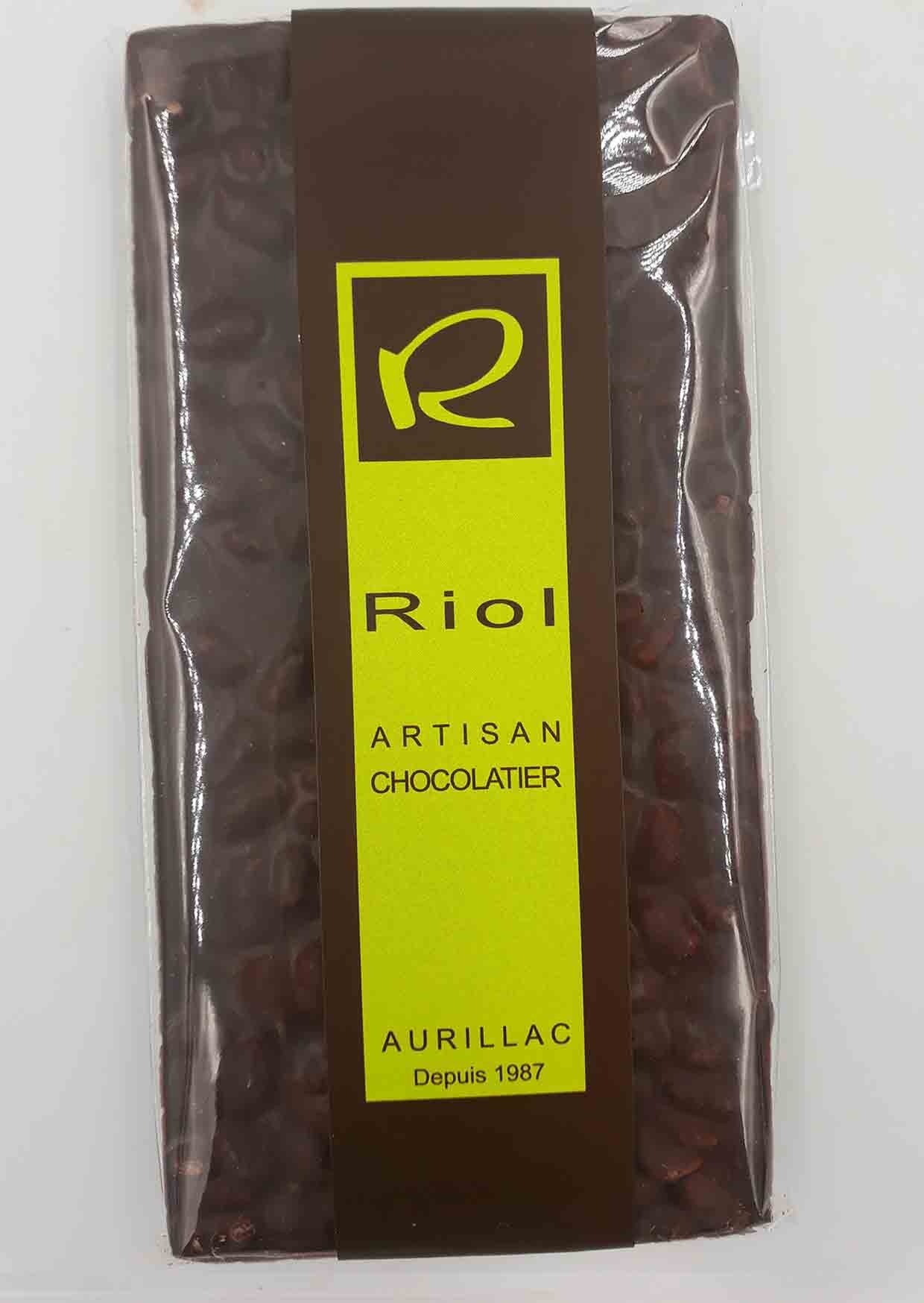 Tablette de chocolat noir 61% de cacao min + riz soufflé - 100 g de la ...