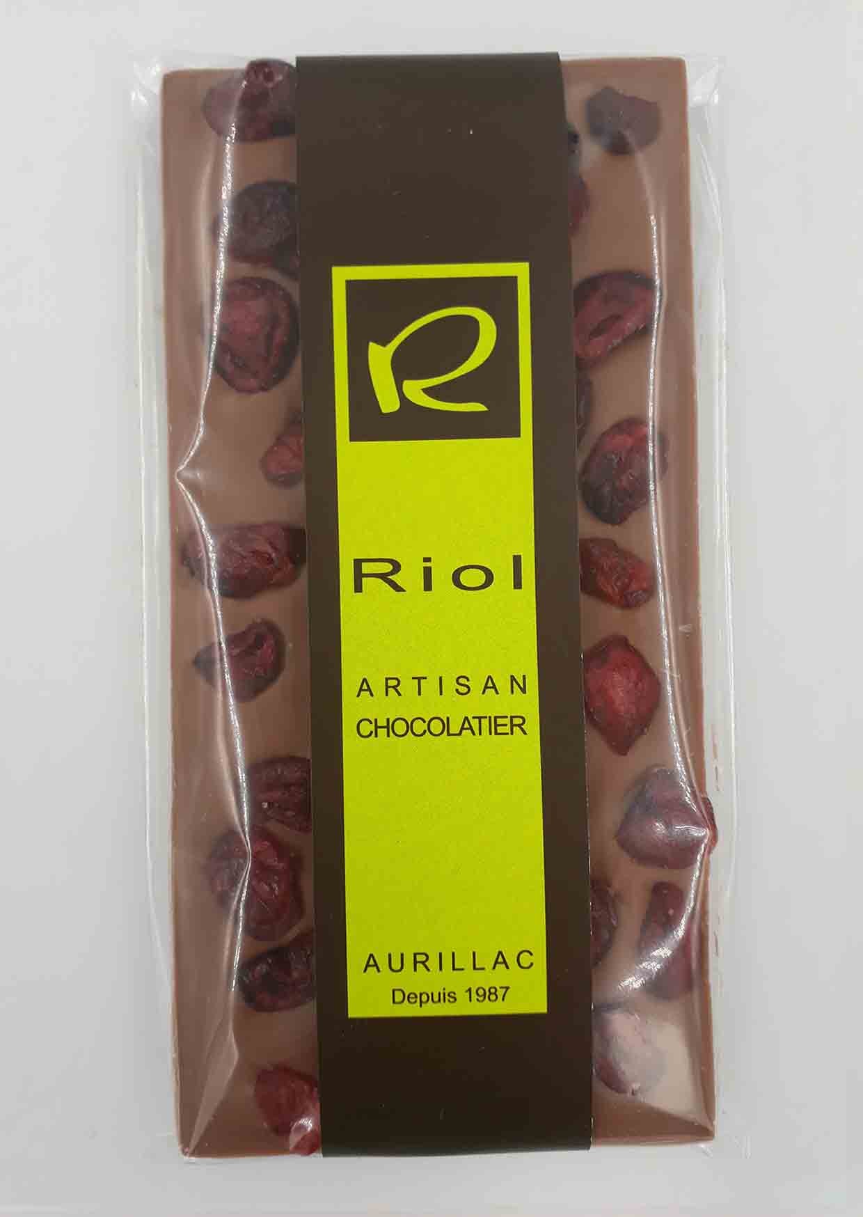 Tablette de chocolat lait 33% de cacao min TANARIVA + cramberries - 100 ...