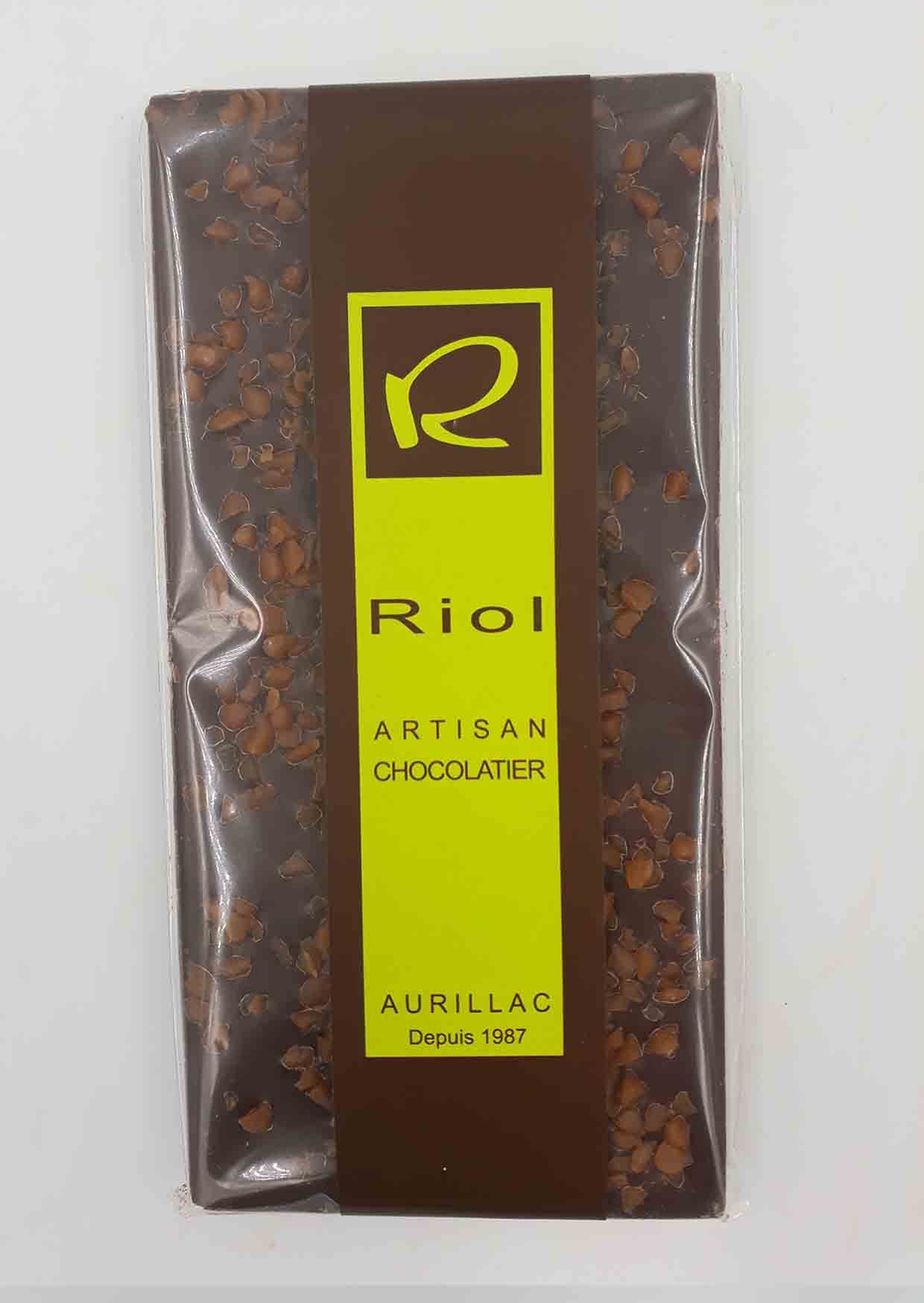 Tablette de chocolat noir 61% de cacao min + éclats de caramel - 100 g ...